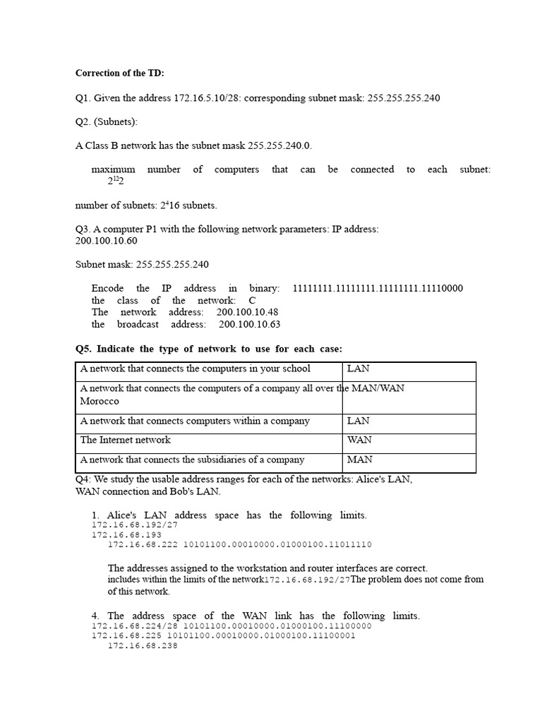 Correction of The Assignment Sheet | PDF | Wide Area Network | Network Protocols