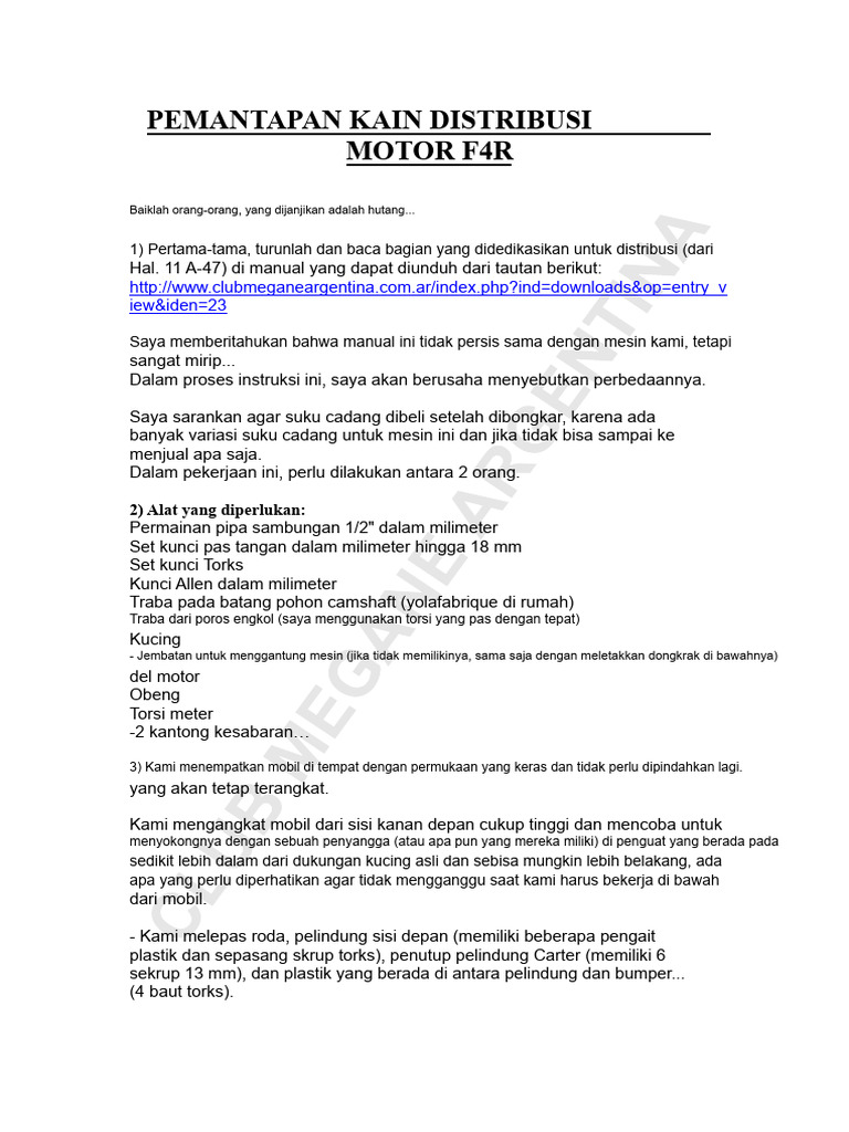 Panduan Pemantapan Kain Distribusi Motor F4R | PDF