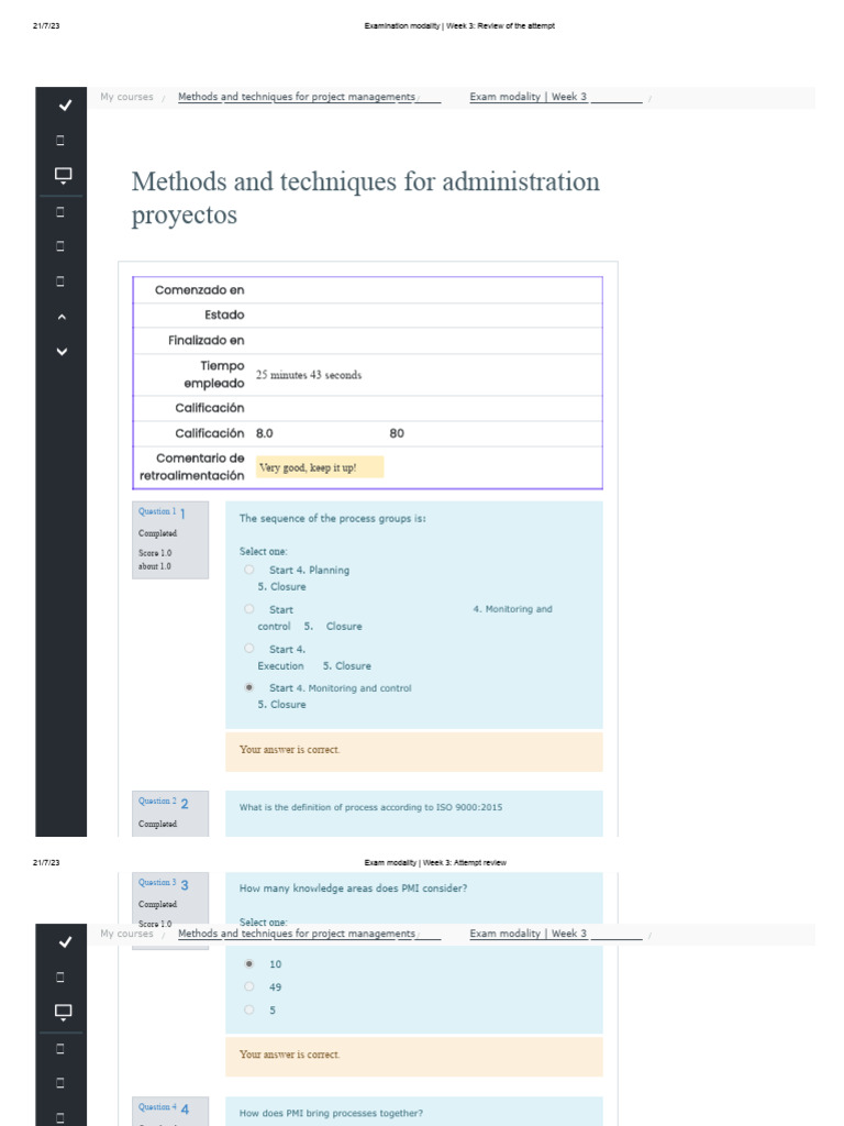 Week-3 Exam Methods and Techniques For Project Management | PDF ...
