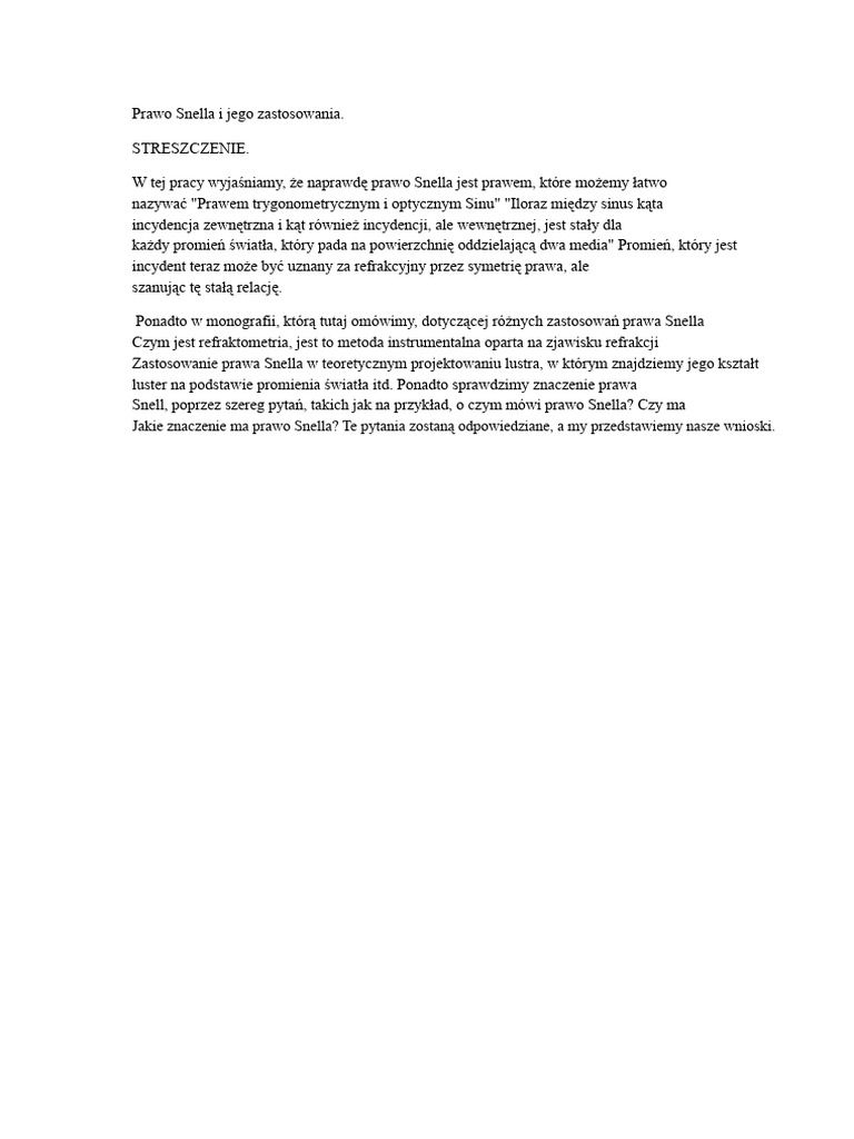 Williams Monografia Prawo Snella | PDF