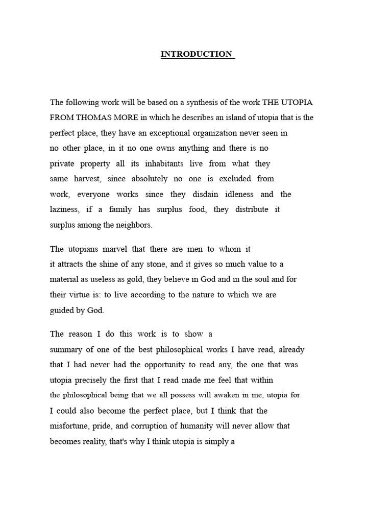 Summary of Thomas More's Utopia | PDF | Utopia | Utopia (Book)