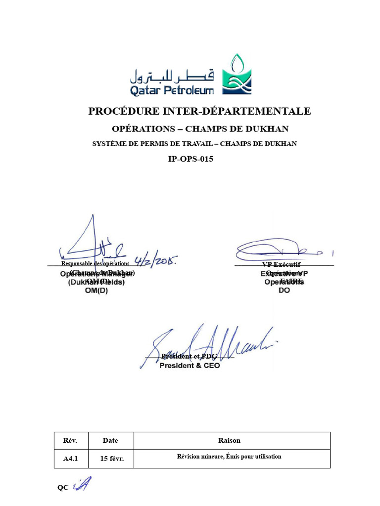 Procédure Pour Le Permis de Travail - Champs de Dukhan | PDF ...