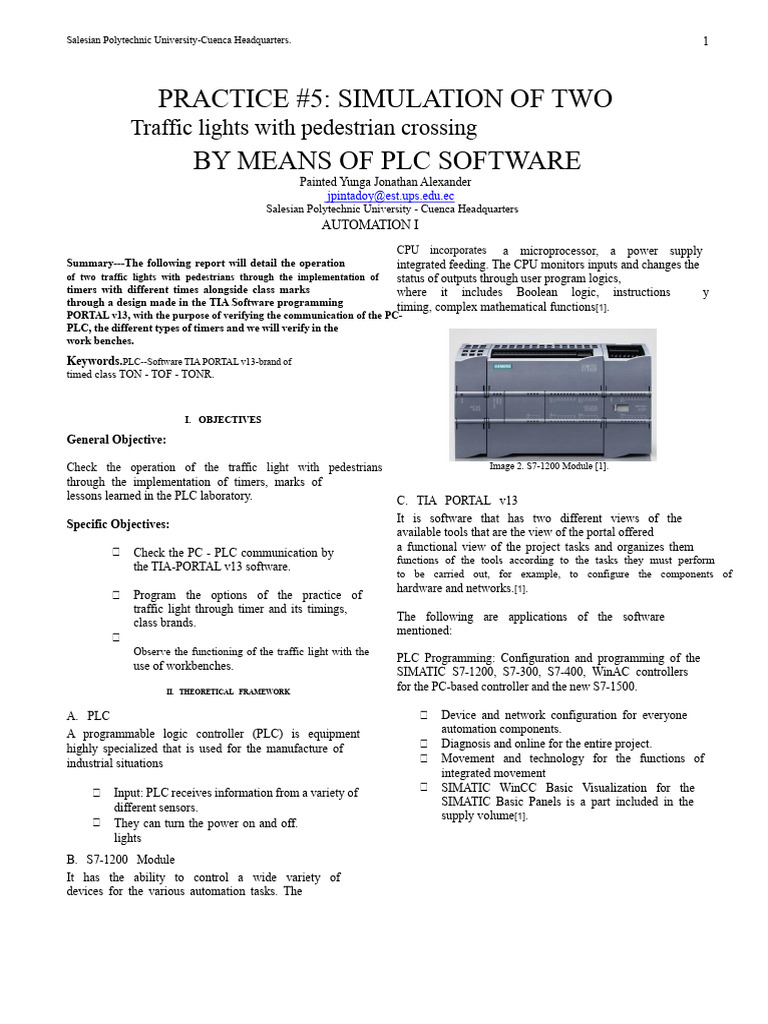 Practice #5 Traffic Lights | PDF | Programmable Logic Controller | Traffic