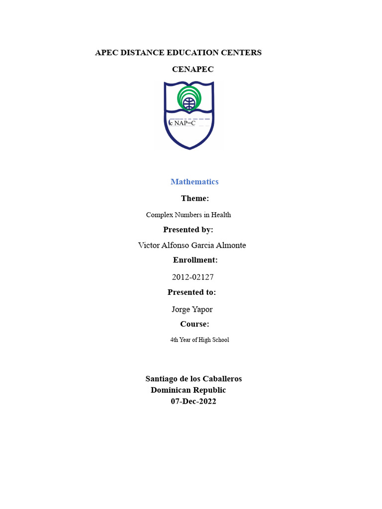 Complex Numbers in Health Applications | PDF | Dieting | Electronics