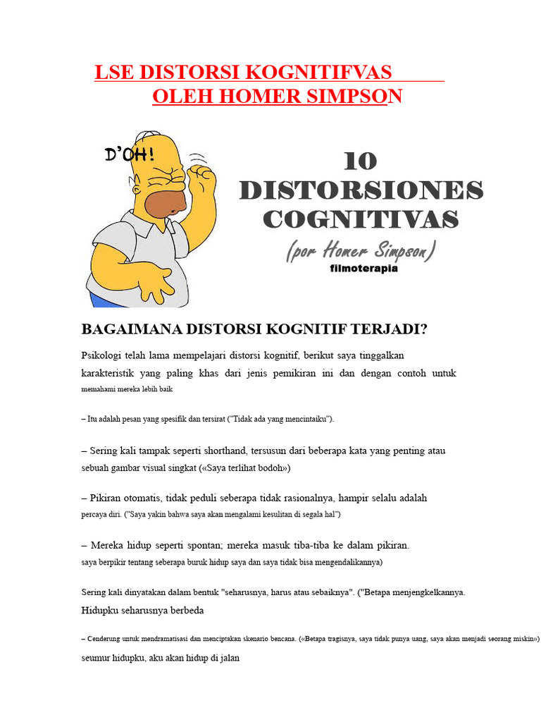 Distorsi Kognitif Homer Simpson | PDF