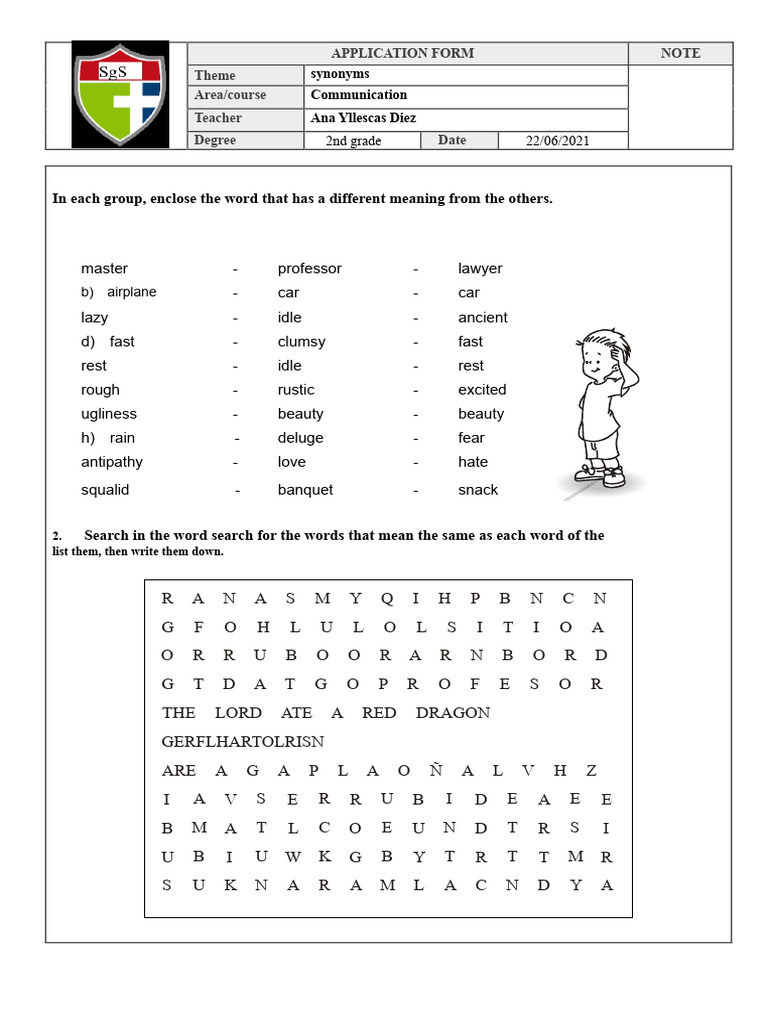 Synonyms and Antonyms Sheet | PDF | Lexical Semantics | Vocabulary