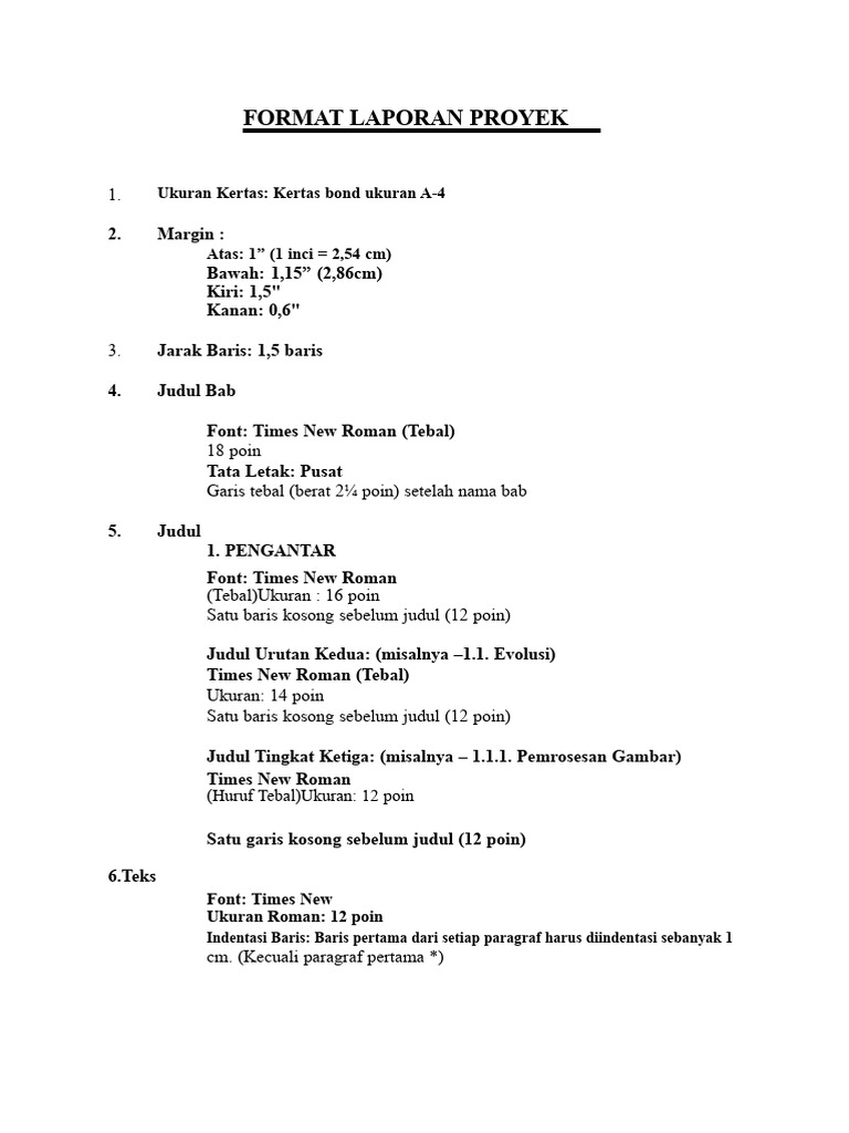 Format Laporan Proyek A-4 Terperinci | PDF