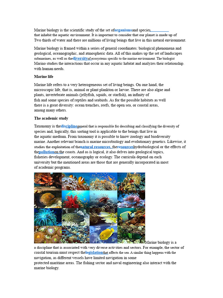 Overview of Marine Biology Studies | PDF | Marine Biology | Hydrology