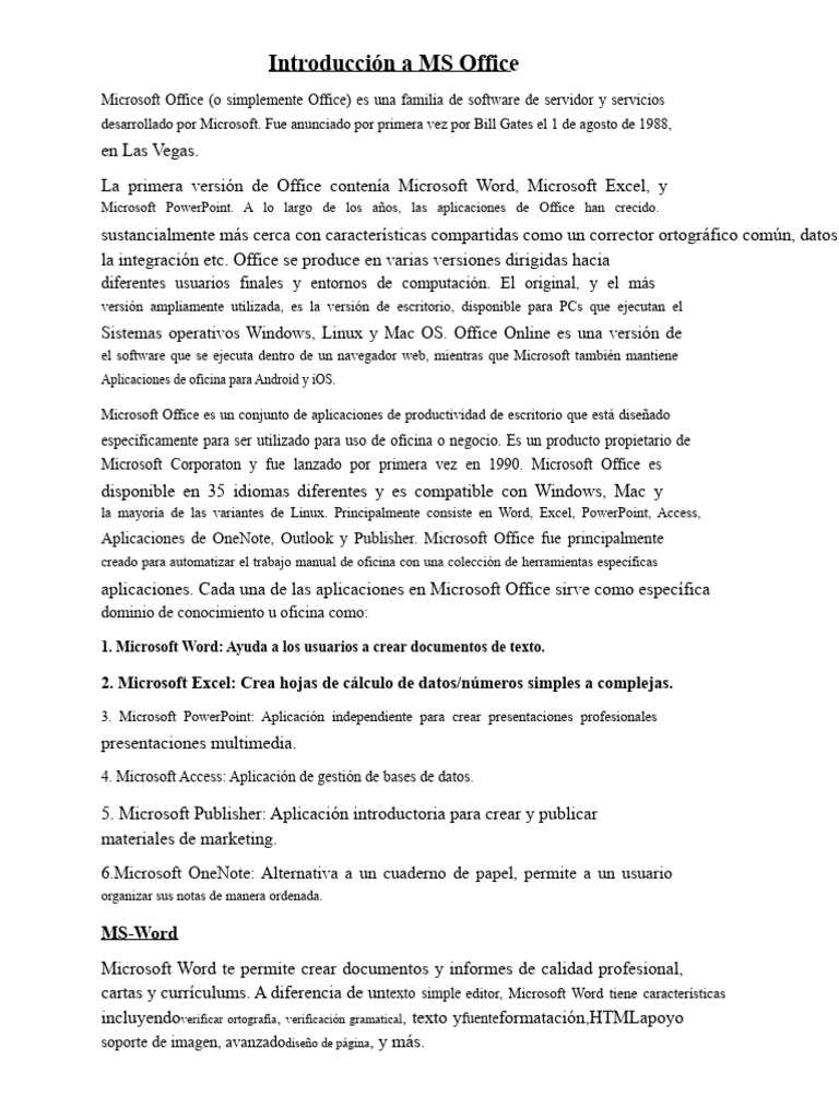 Introducción A MS Office | PDF | Microsoft Office | Microsoft Excel