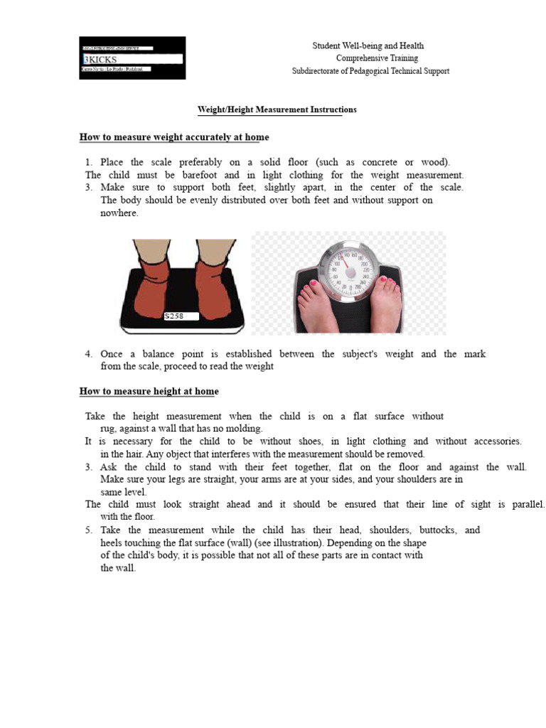Weight and Height Measurement Instructions | PDF | Weight | Measurement