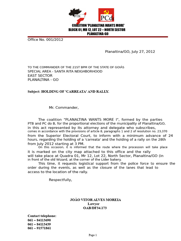 Model Letter GR1 | PDF