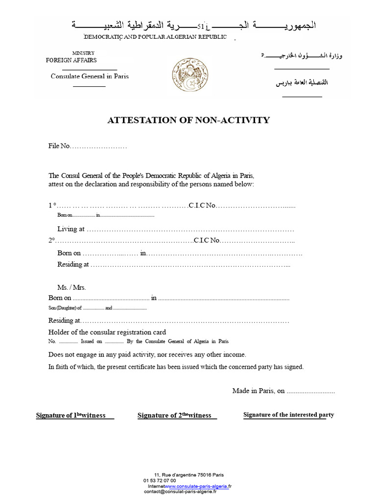 Certificate of Non-Activity | PDF