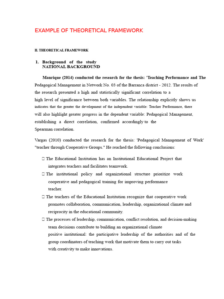 Example of Theoretical Framework | PDF | Teachers | Leadership