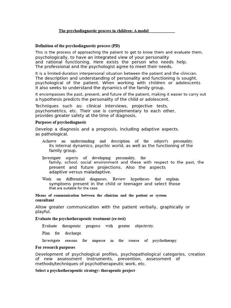 The Psychodiagnostic Process in Children | PDF | Psychotherapy ...
