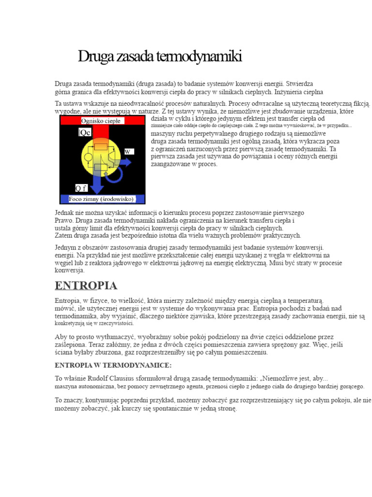 Druga Zasada Termodynamiki | PDF