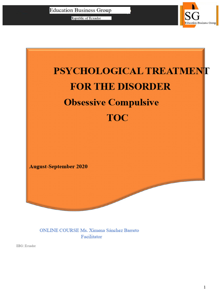 Psychological Treatment For Obsessive-Compulsive Disorder OCD Author ...