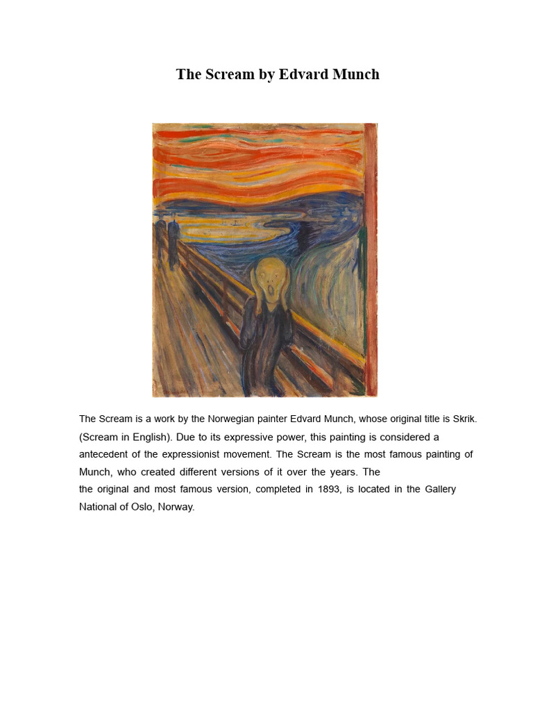 The Scream by Edvard Munch | PDF | Paintings | The Arts