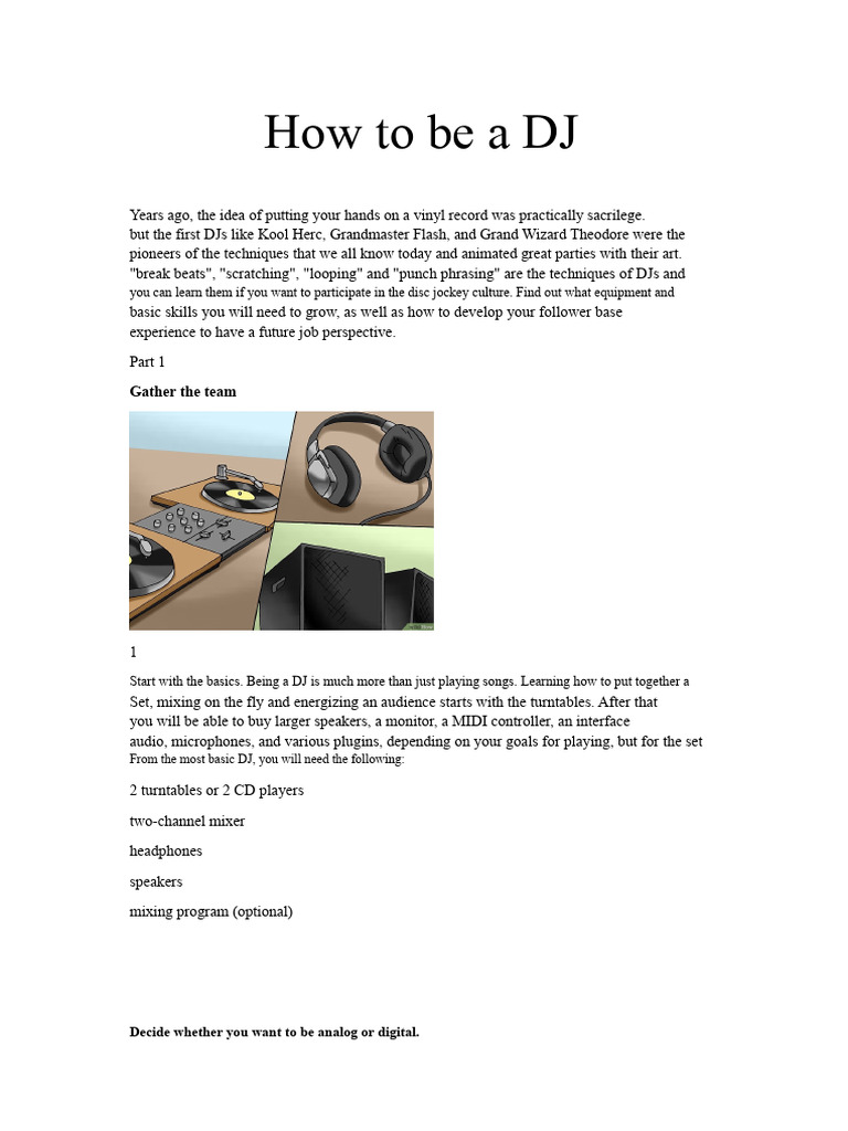 How To Be A DJ | PDF | Disc Jockey | Musical Techniques