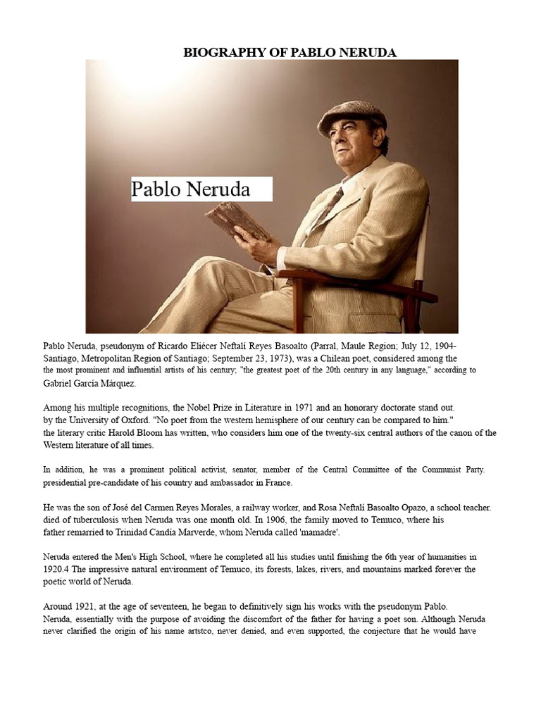 Biography of Pablo Neruda | PDF