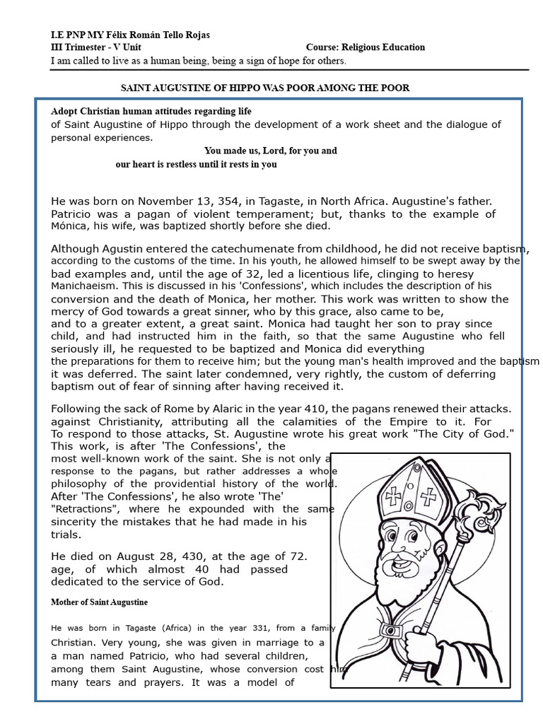 Biography of Saint Augustine of Hippo | PDF | Augustine Of Hippo ...