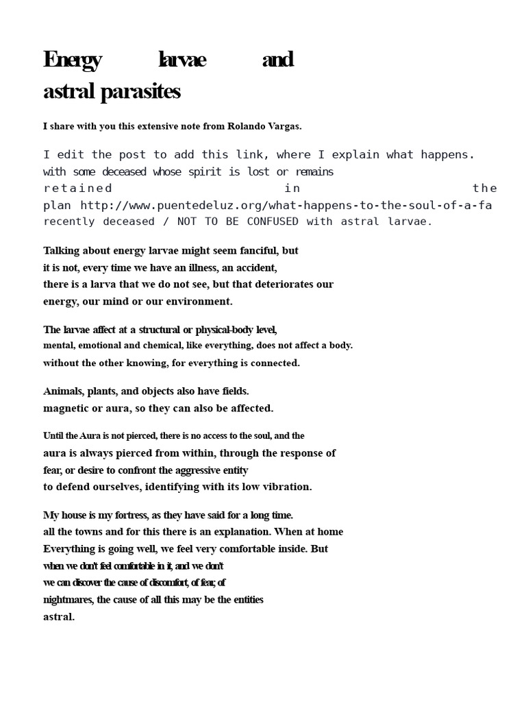 Energy Larvae and Astral Parasites | PDF | Thought | Mind