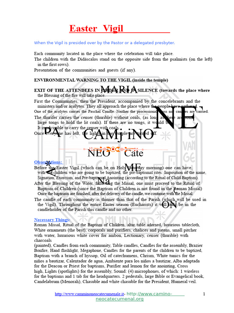 Celebration of The Easter Vigil 2005 | PDF | Baptism | Eucharist