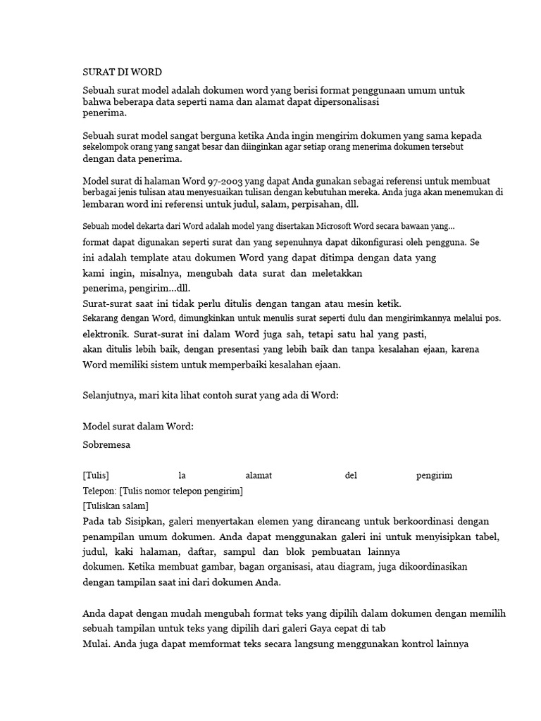 Surat Di Word | PDF