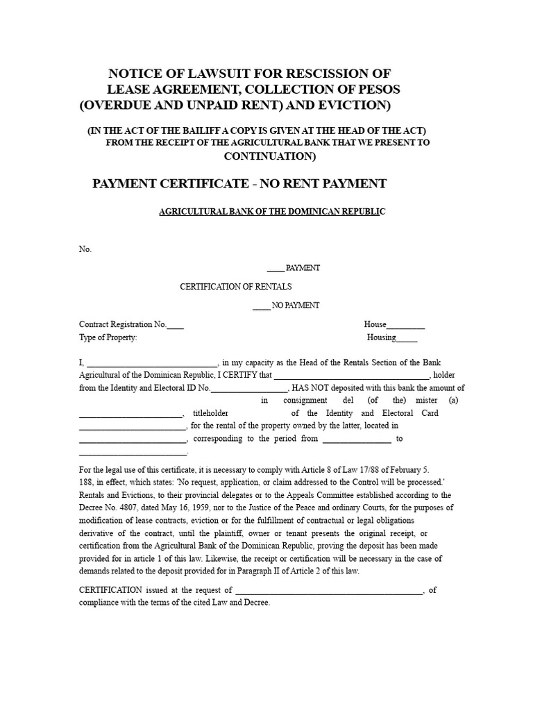Notification of Lawsuit For Termination of Lease Agreement | PDF ...