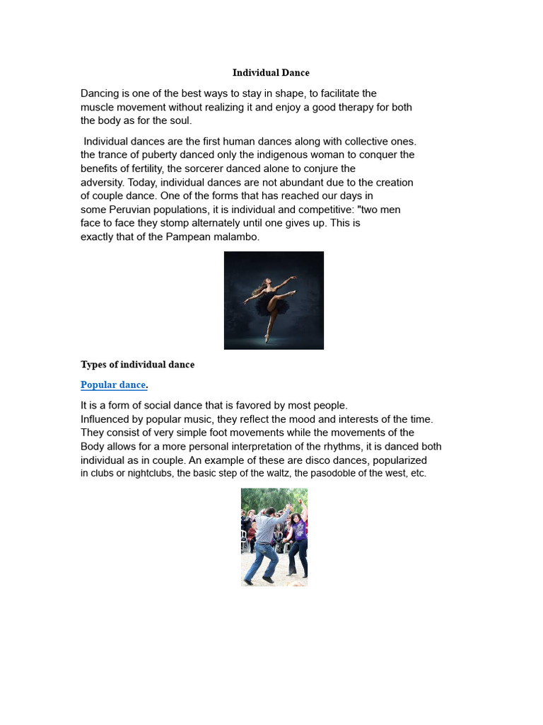 Types of Individual Dance Explained | PDF | Dances | Parasitism