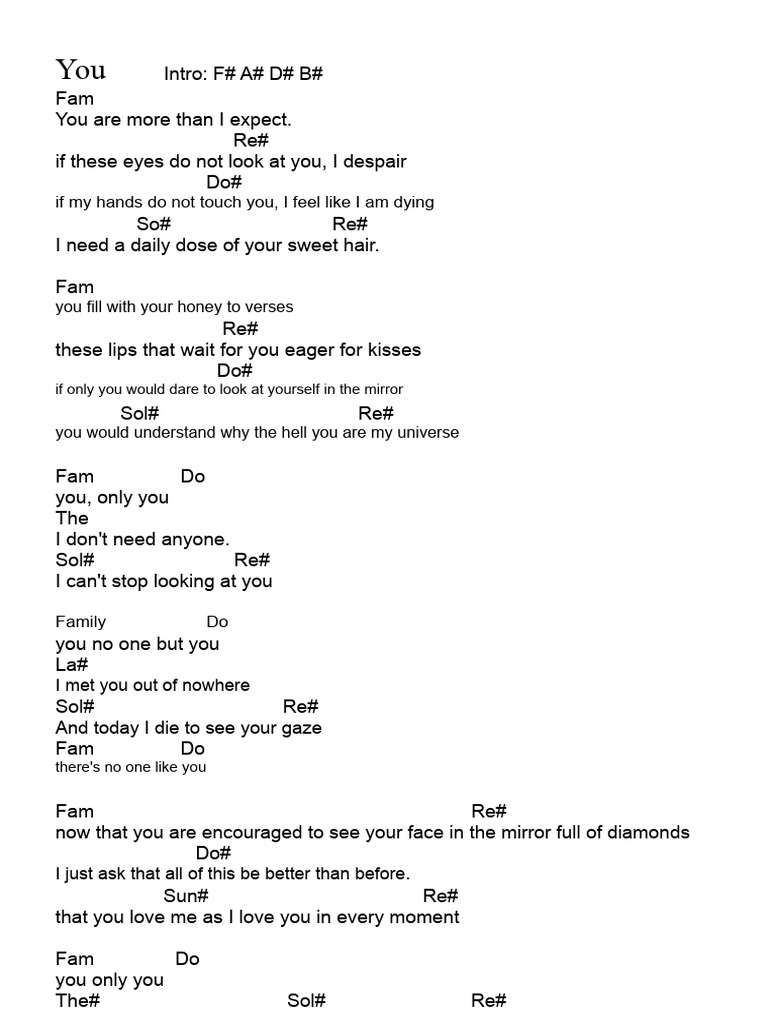 Your Lyrics and Chords Song | PDF