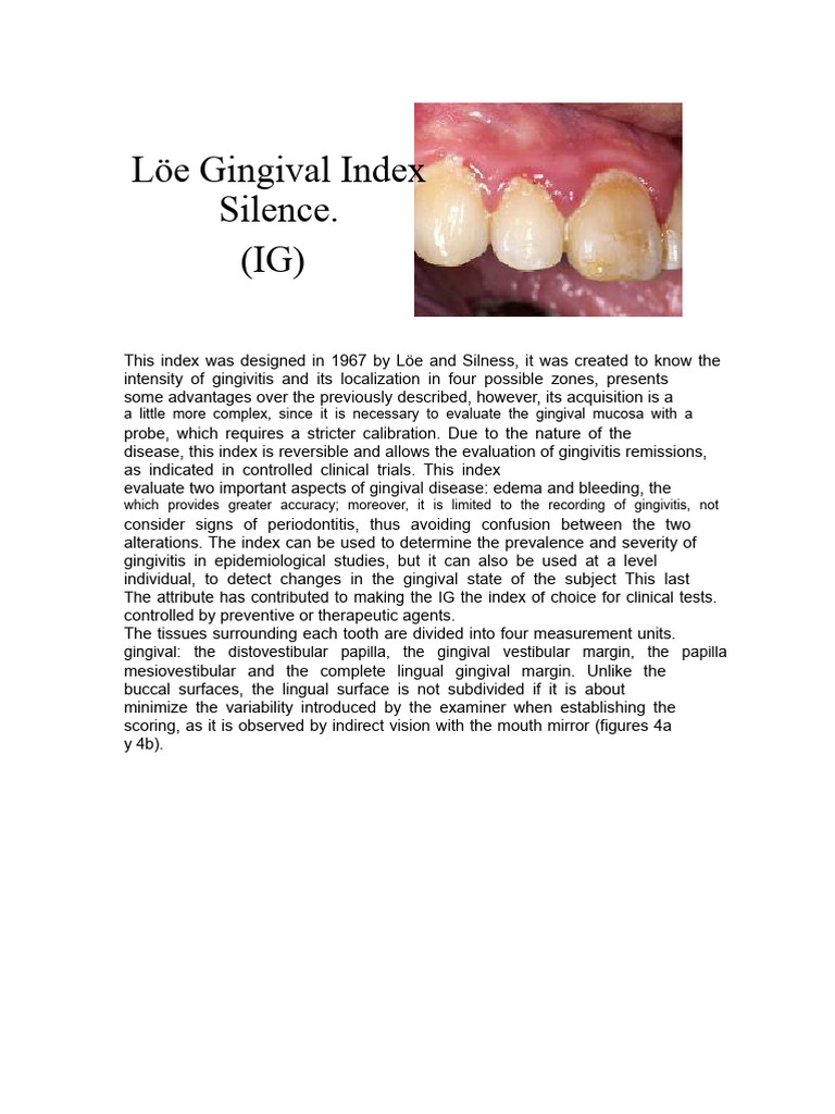 Löe and Silness Gingival Index | PDF | Periodontology | Dentistry Branches