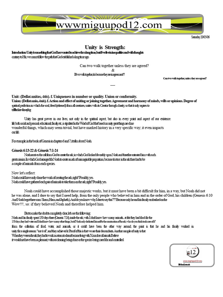 11 The Union Makes Strength | PDF | Noah | Religious Belief And Doctrine