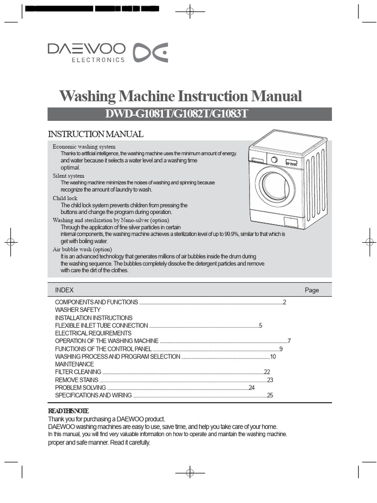 Washing Machine Manual | PDF | Washing Machine | Laundry