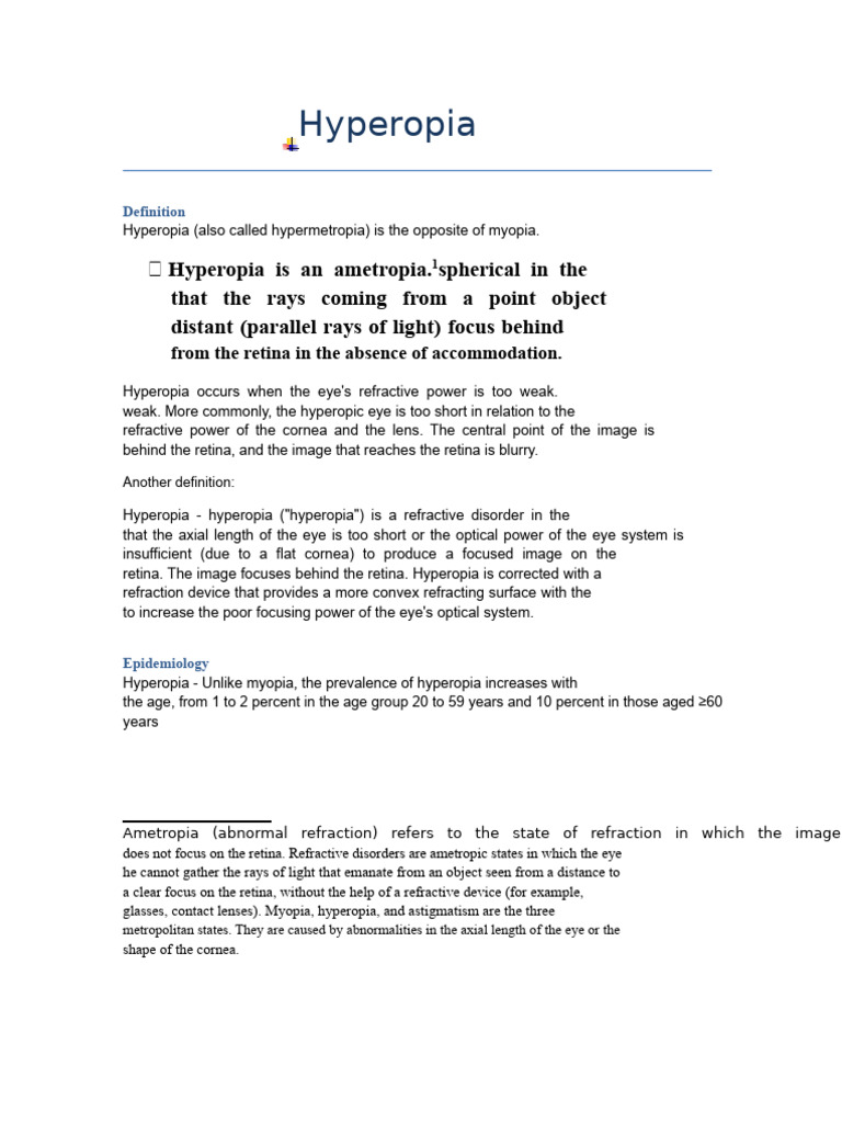 Hyperopia | PDF | Eye | Senses