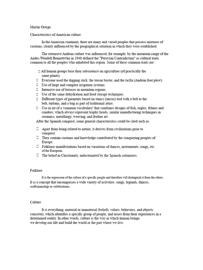 Characteristics of American Culture | PDF
