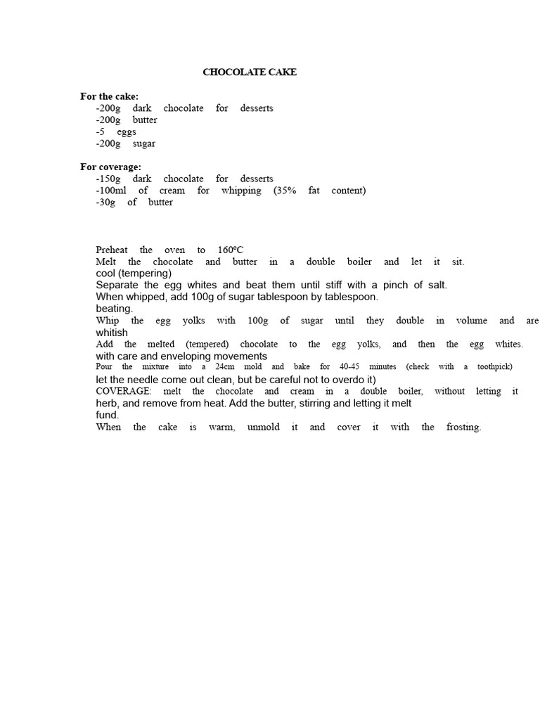 Chocolate Cake Pdf