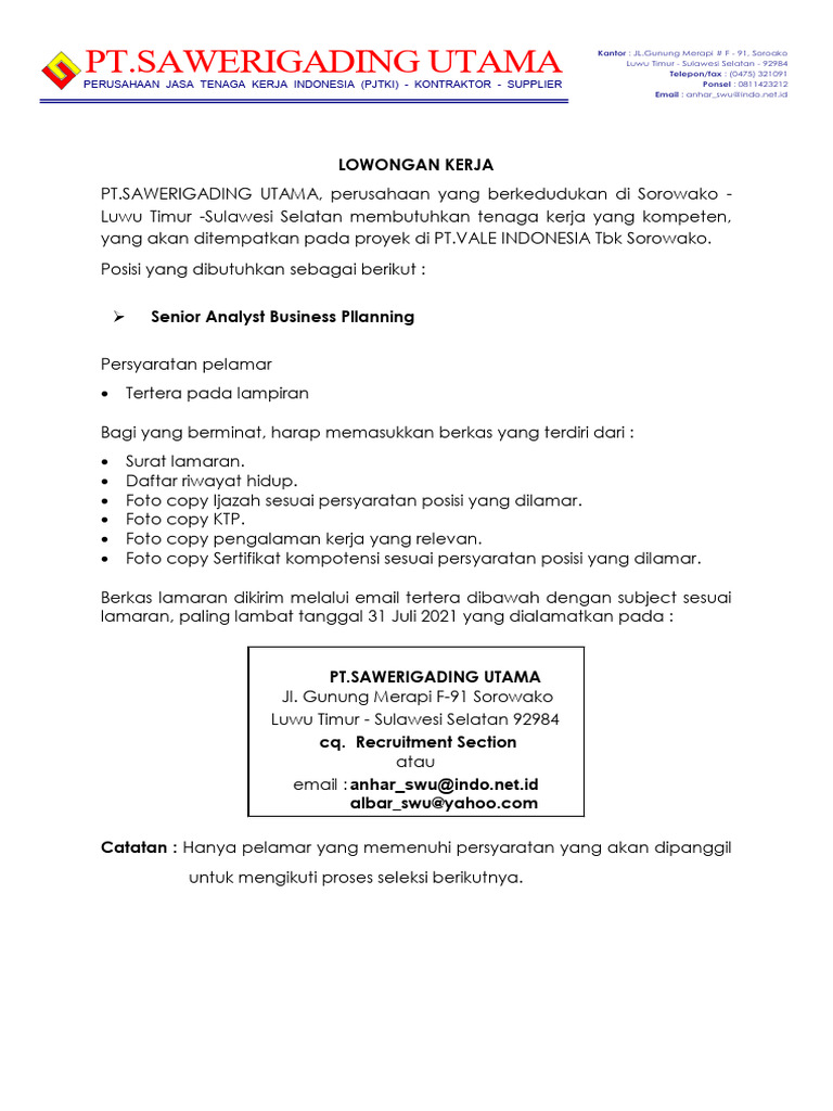 SR Analyst Business Pllanning System' - Albar Ruddin | PDF | Business