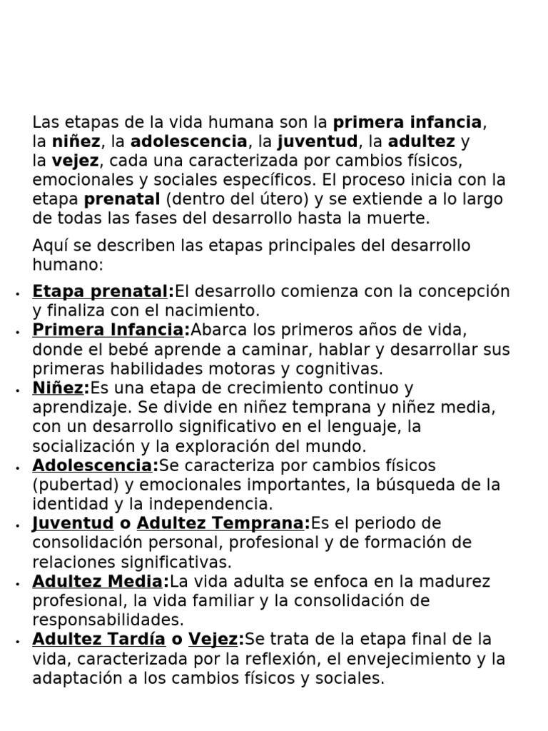 Las Etapas de La Vida Humana | PDF