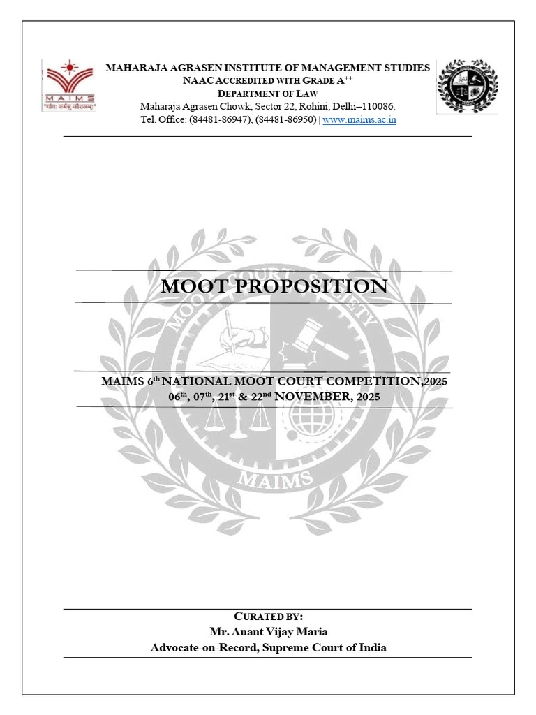 MAIMS National Moot Court 2025 Proposition | PDF | Search And Seizure ...