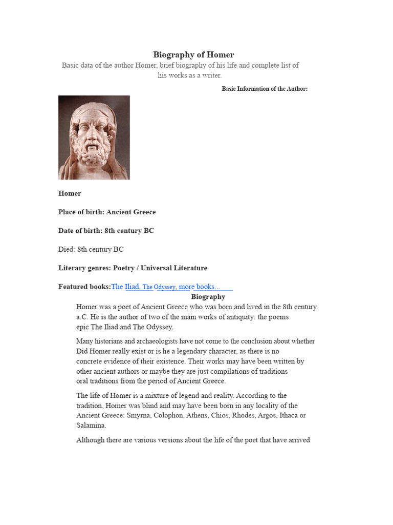 Biography of Homer and Sophocles | PDF | Sophocles | Homer