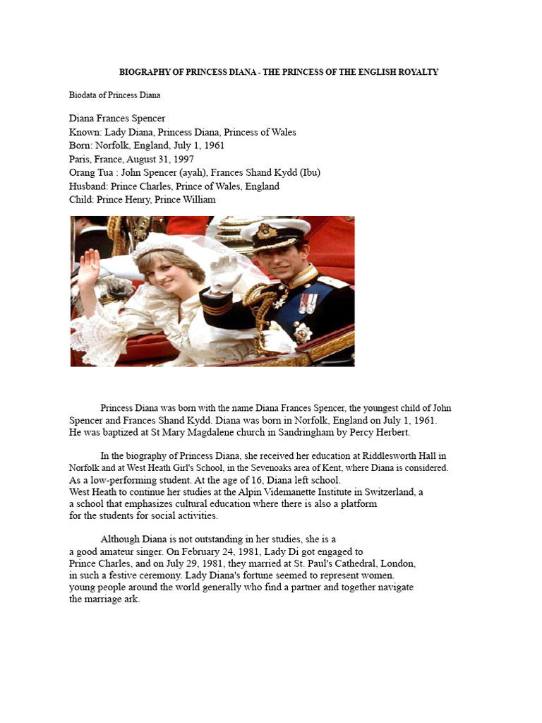 Princess Diana: A Life in Biography | PDF | Diana