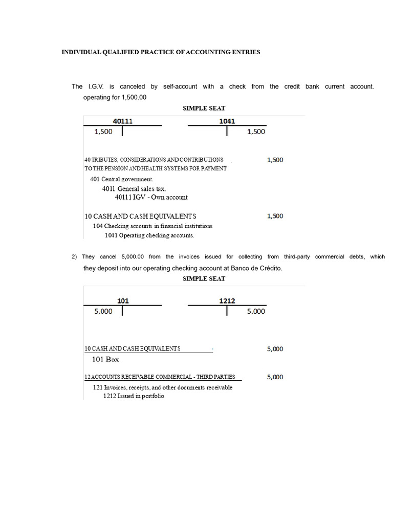 Individual Graded Practice of Accounting Entries | PDF | Accounts ...