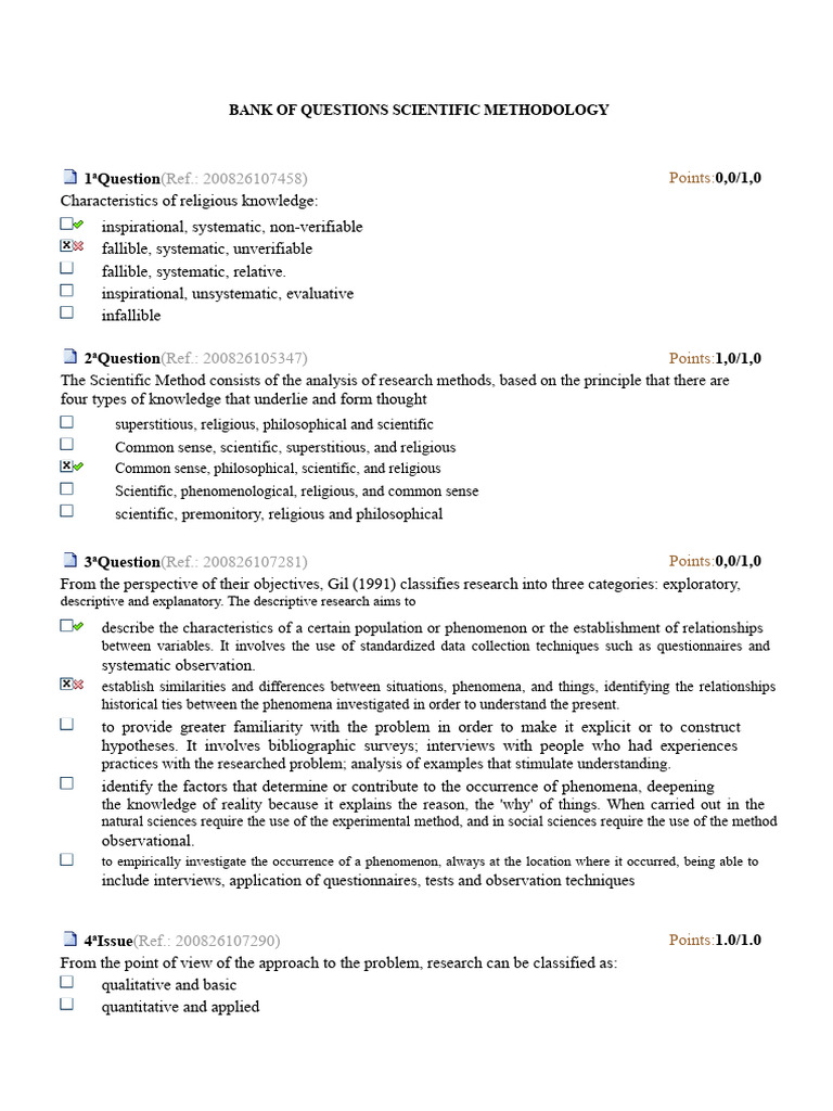Bank of Questions Scientific Method | PDF | Methodology | Scientific Method
