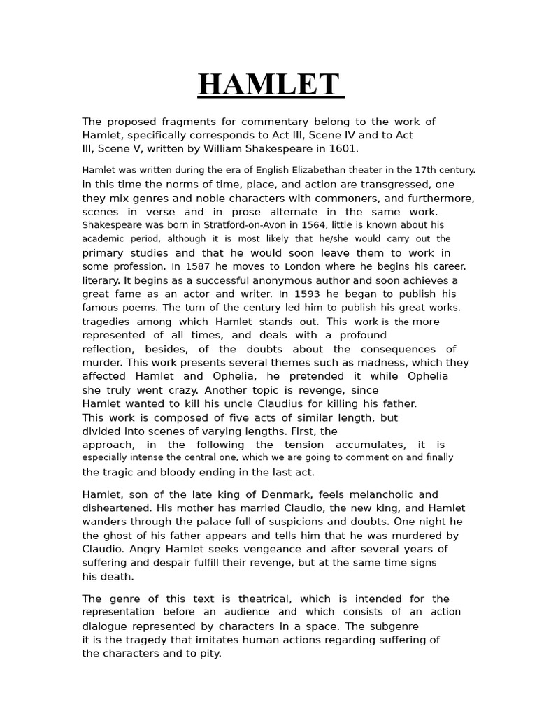 Hamlet Act III Analysis and Themes | PDF | Hamlet
