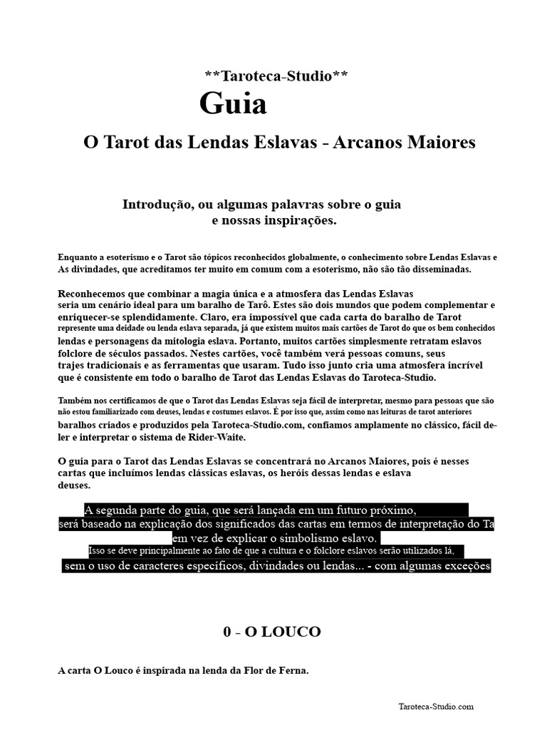 Tarot das Lendas Eslavas: Arcanos Maiores | PDF | Tarô | Deus