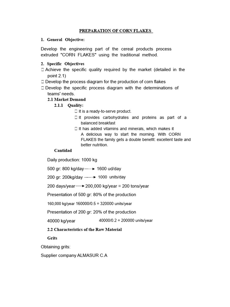 PREPARATION CORN FLAKES Final | PDF | Solubility | Cooking