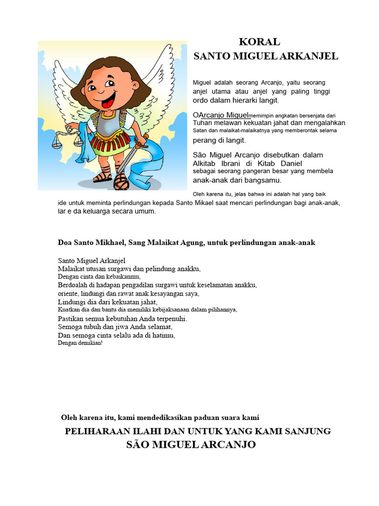 Sejarah dan Doa Santo Miguel Arkanjel | PDF