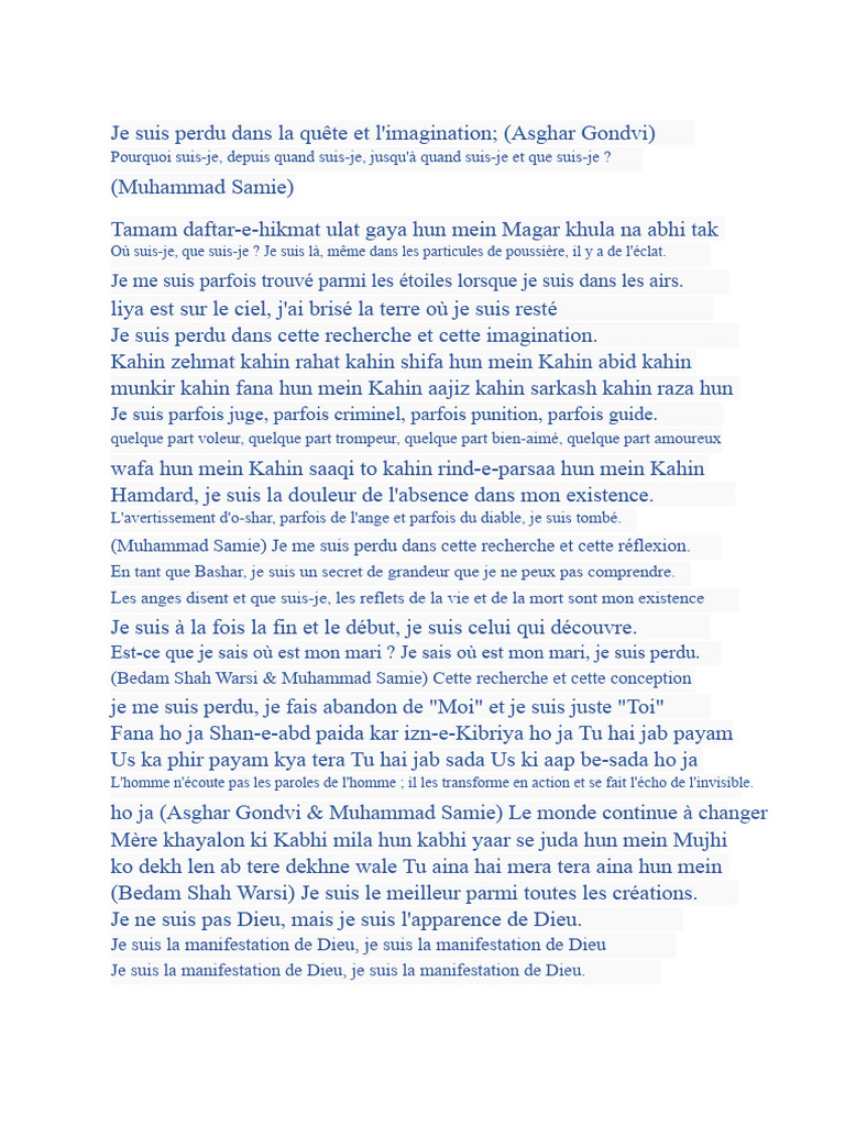 Quête de soi et manifestation divine | PDF