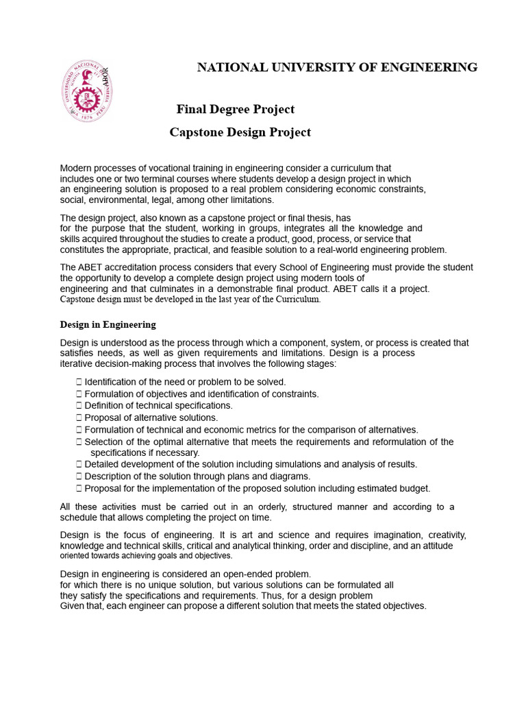 6 Capstone Project Engineering | PDF | Engineering | Design
