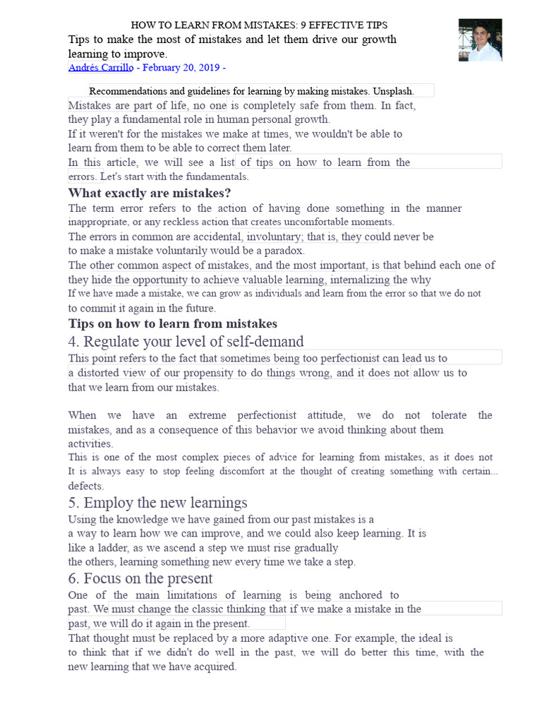 How To Learn From Mistakes | PDF | Thought | Learning